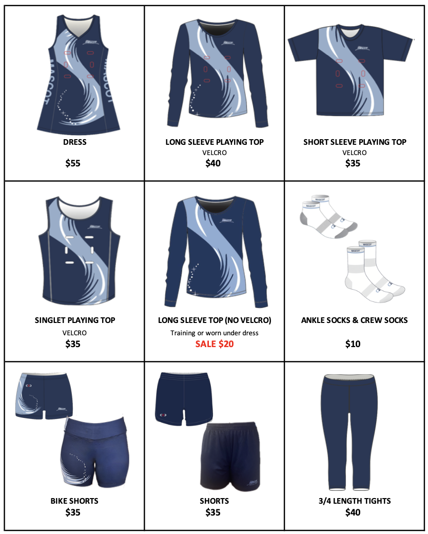 CLUB UNIFORMS - Mascot Netball Club